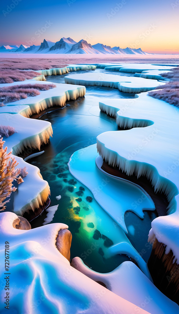 Frozen Tundra. Arctic. Ice. Snow. Barren Landscape. Tundra Region ...