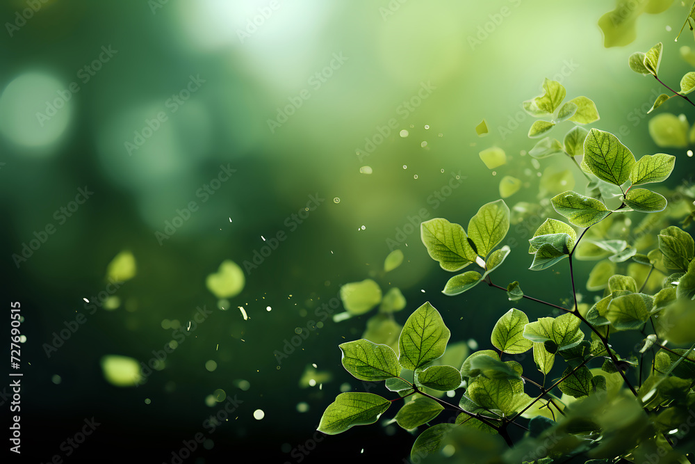 Sunlit Fresh Green Leaves with Floating Particles Fresh green leaves ...