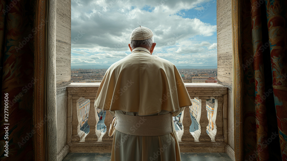 The Pope stands in the majestic setting of St. Peter's Square ...
