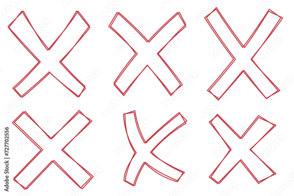 Doodle cross marks set overlapping lines Stock Vector | Adobe Stock
