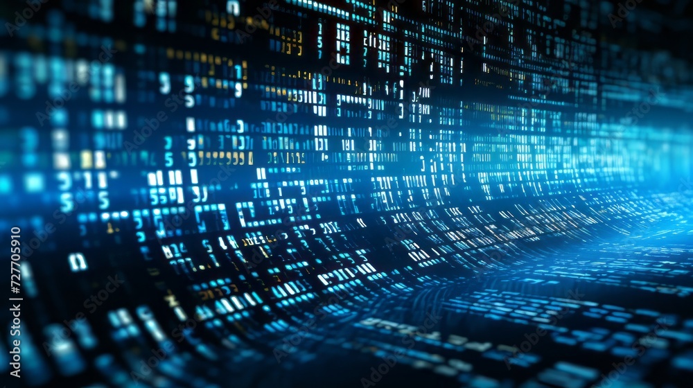 Dynamic binary code background - futuristic digital information concept in 3d rendering Stock ...