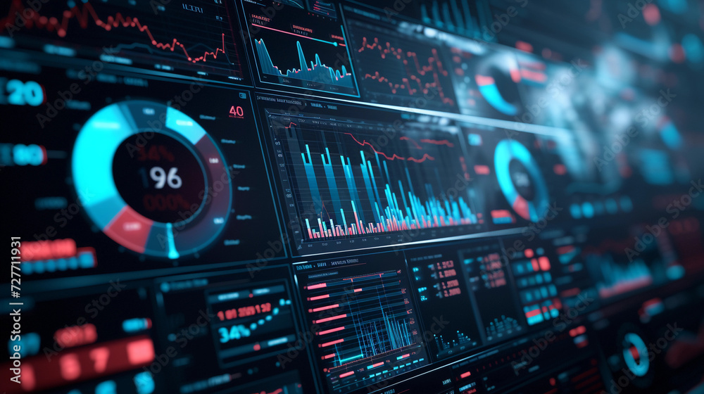sophisticated digital compliance dashboard, displaying various metrics and alerts, with a clear ...