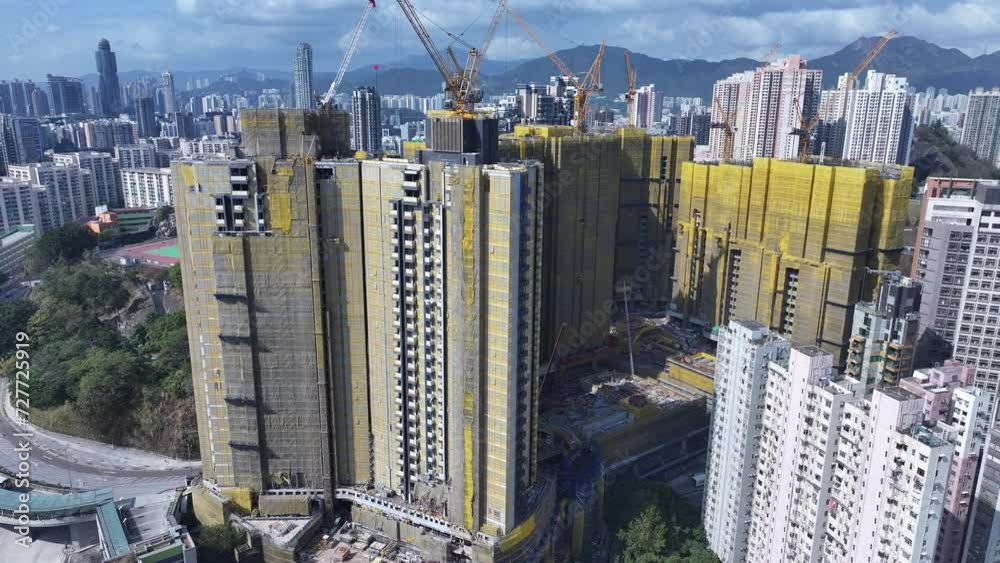 Railway Superstructure Property development Construction Project built on a hillside slope peak ...