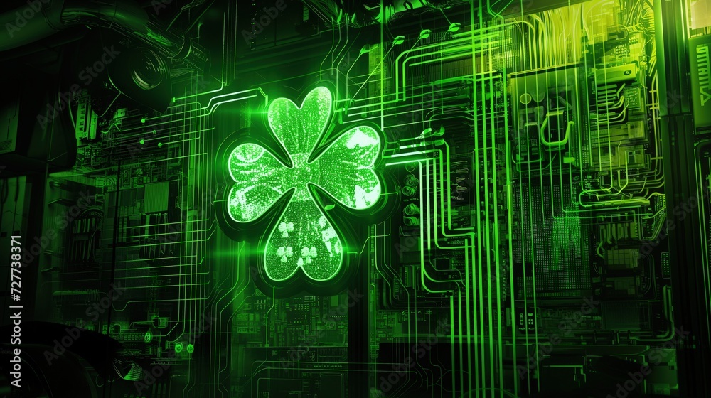 Computer Circuit Board With Clover Symbol - A Unique Combination of ...
