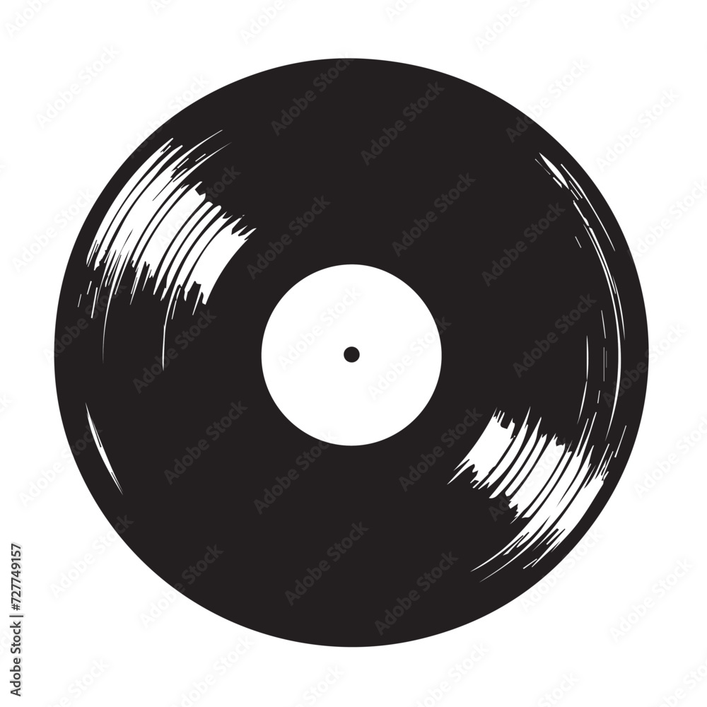 Vinyl record in cartoon, doodle style . Image for t shirt. Isolated 2d ...