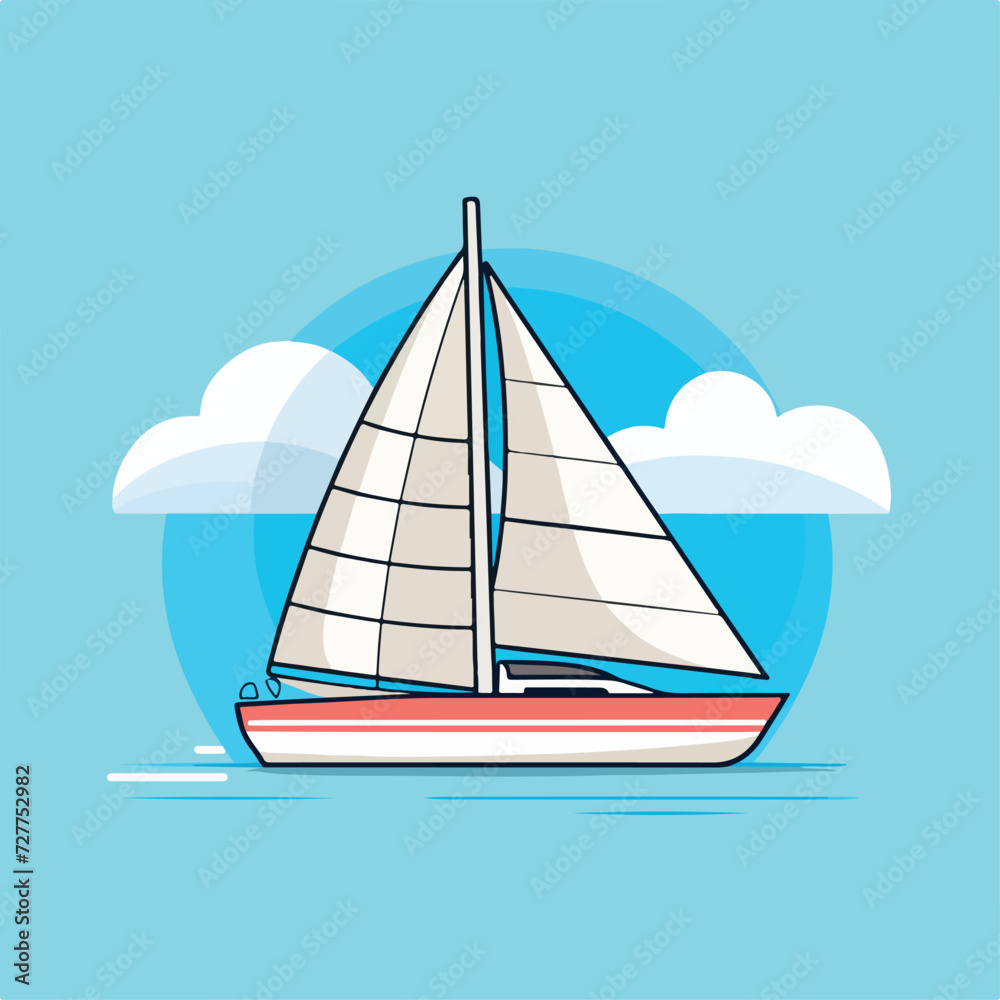 Catamaran in cartoon, doodle style. Image for t shirt. Isolated 2d ...