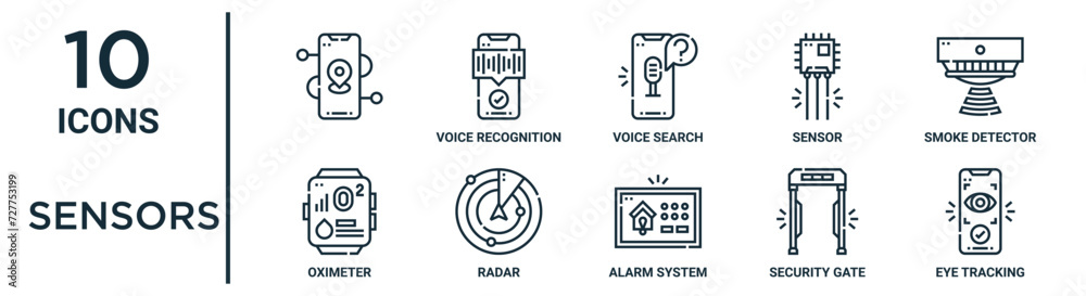 Vecteur Stock sensors outline icon set such as thin line , voice search ...