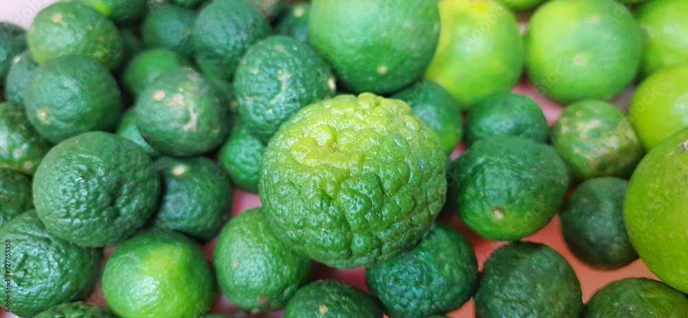 Many of green lemon. Different jeruk nipis and jeruk limau background ...