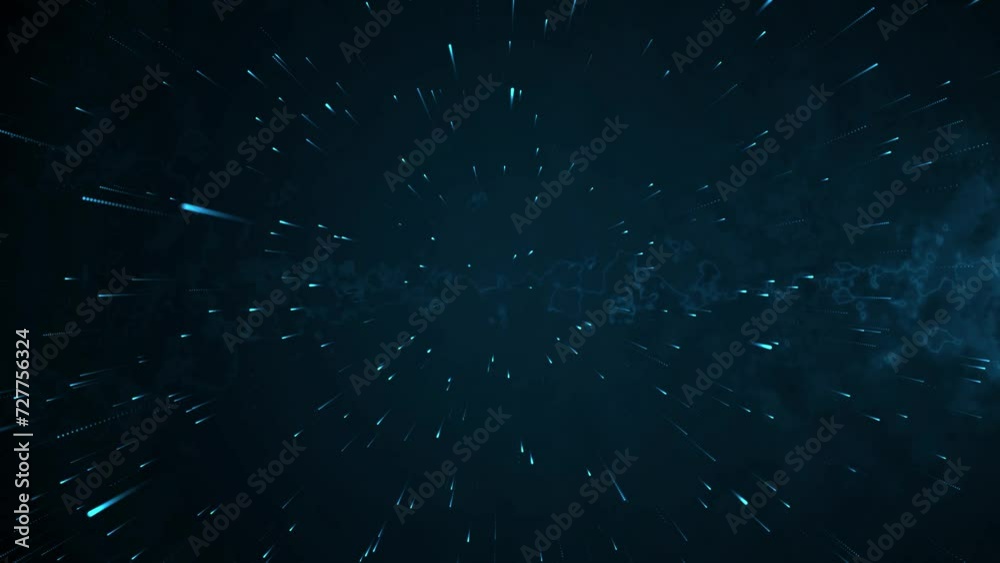 Particles moving all around background like stars in the space.Flying ...