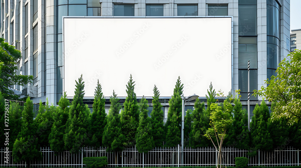 Billboard for commercial. White large horizontal billboard mock up on ...