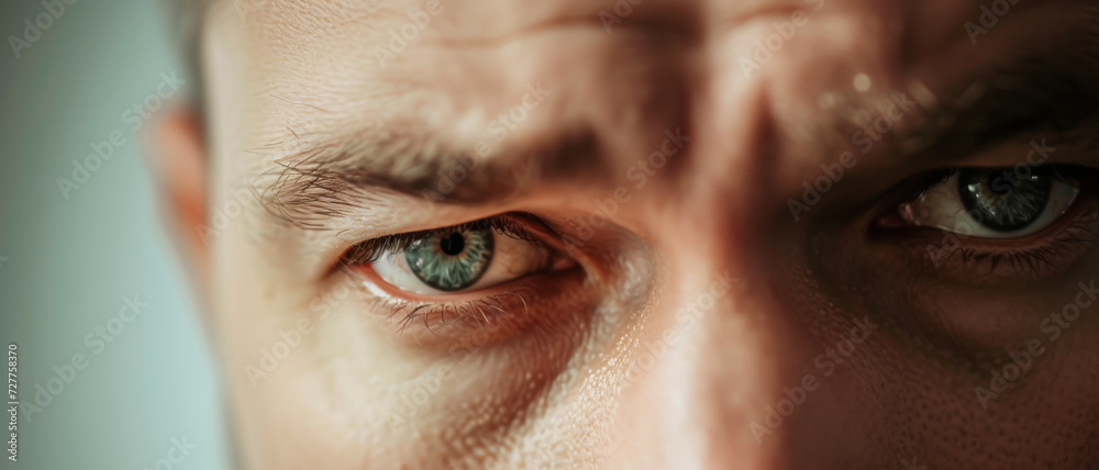 An intense close-up of a human eye conveys a spectrum of emotions, from ...