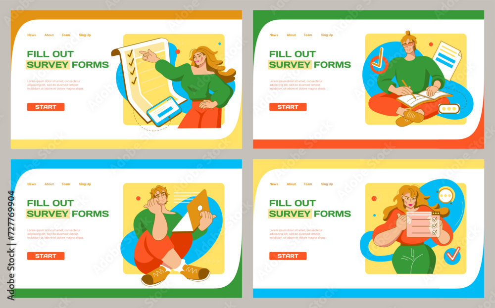 Fill out survey forms landing page. Online questionnaire. Website ...