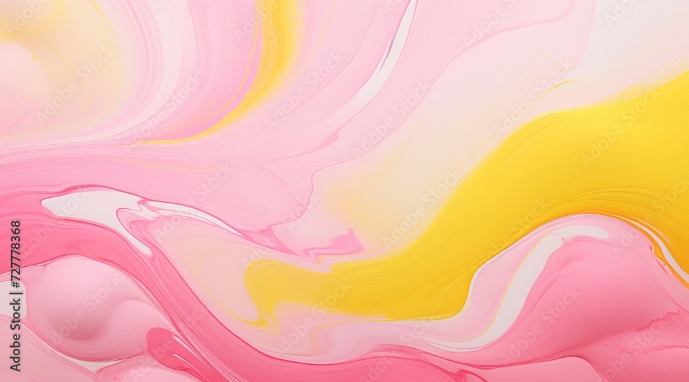Pink and yellow acrylic texture with flowing effect. Liquid paint ...