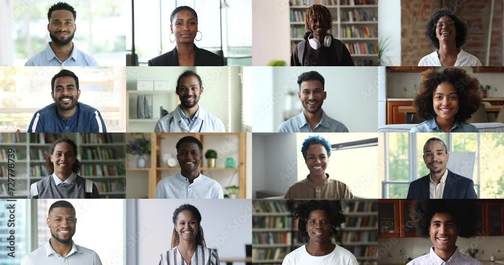 African students and businesspeople front faces close up head shot ...