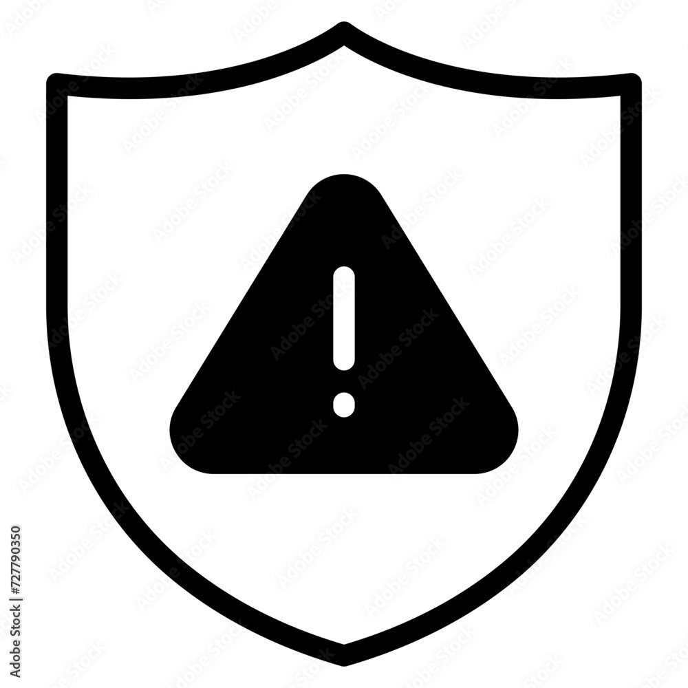 Security alert icon. Shield with exclamation mark. icon related to ...