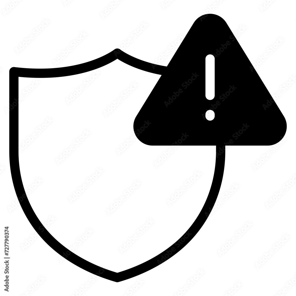 Security alert icon. Shield with exclamation mark. icon related to ...