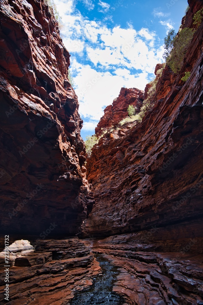Small stream of water flowing in the narrow 'spider walk' in gorgeous ...