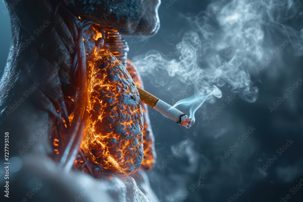 Smoky Addiction: A Dark Portrait of a Man Engulfed in Unhealthy ...