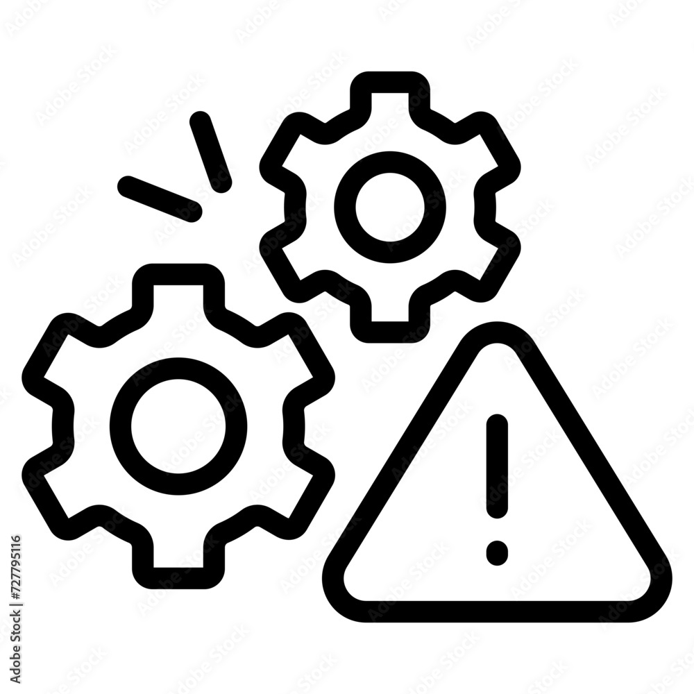 System problem alert. Broken gear with exclamation mark icon Stock ...