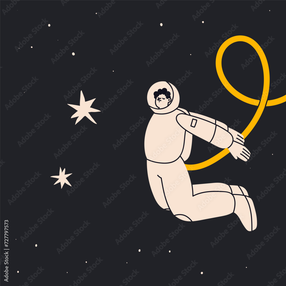 Person flying in outer Space. White spacesuit. Astronaut or spaceman ...