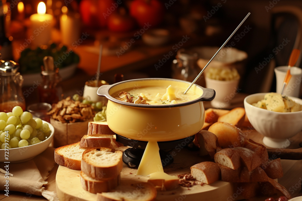Indulgent Cheese Fondue Delight: Assorted Cheeses Perfectly Melted for ...