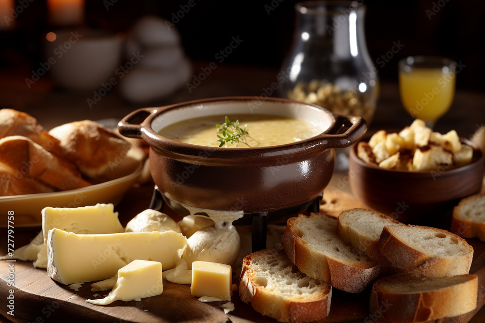 Indulgent Cheese Fondue Delight: Assorted Cheeses Perfectly Melted for ...