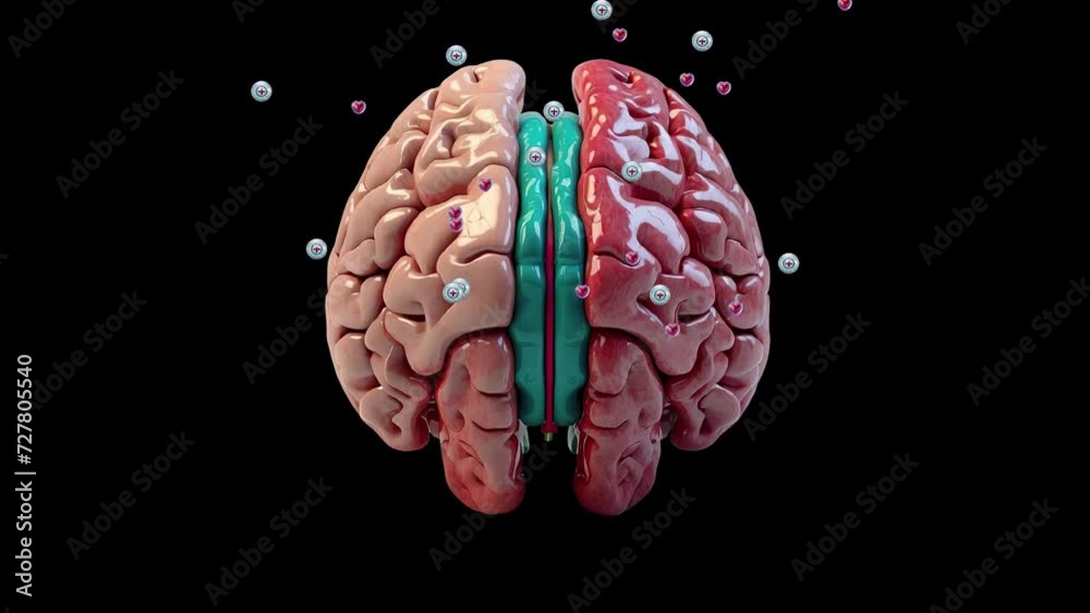 Vidéo Stock 4K video loop with a beating brain and symbolic ...