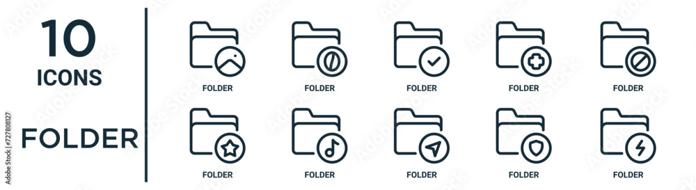 Vecteur Stock folder outline icon set such as thin line folder, folder ...