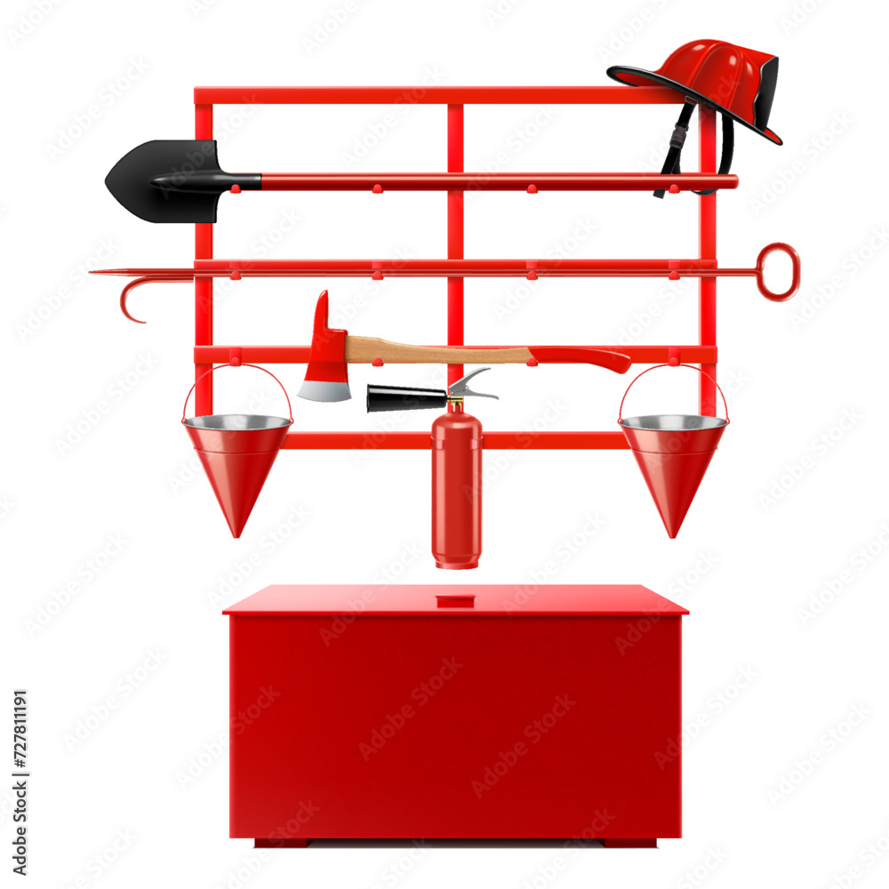 Open-type fire-fighting equipment stand with a tipping sandbox A stand ...