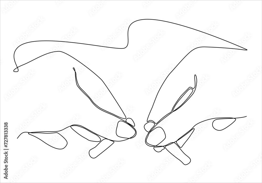 continuous single drawn one line hand with a cigarette hand-drawn ...