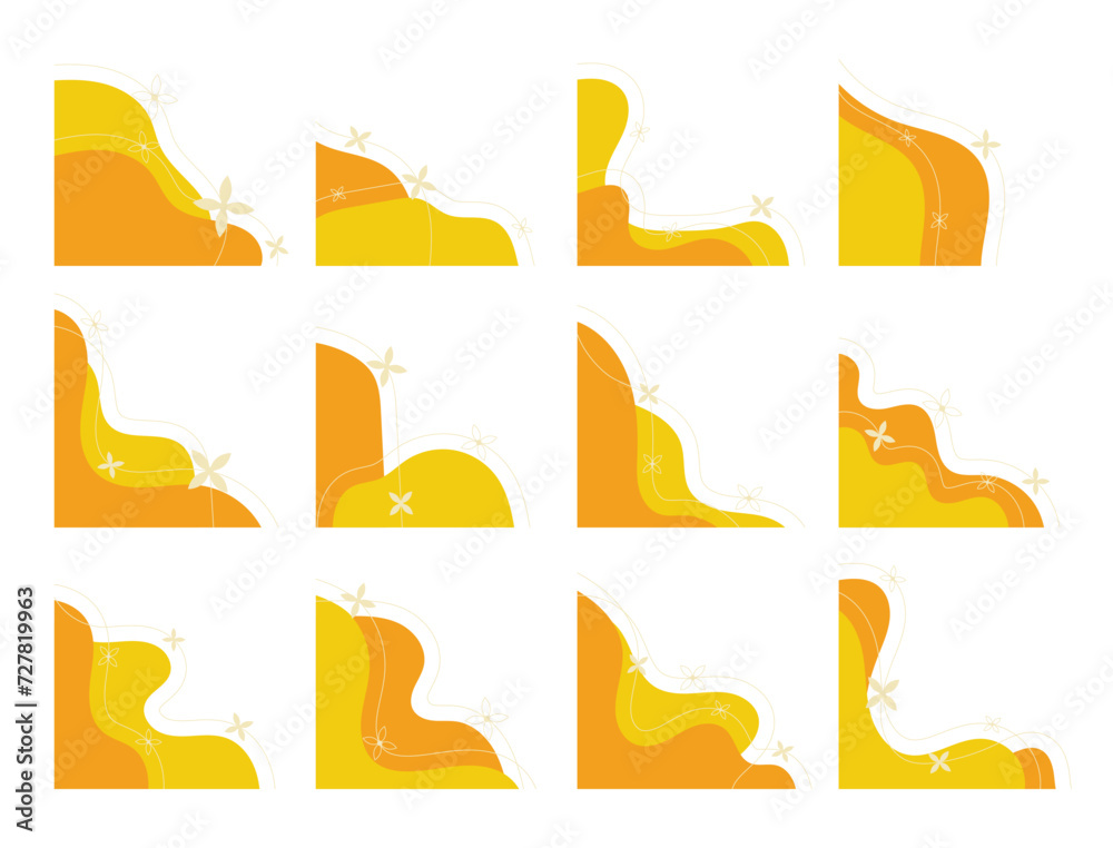 Abstract Yellow Corner, Aesthetic Element Shape. Organic Corner Border ...