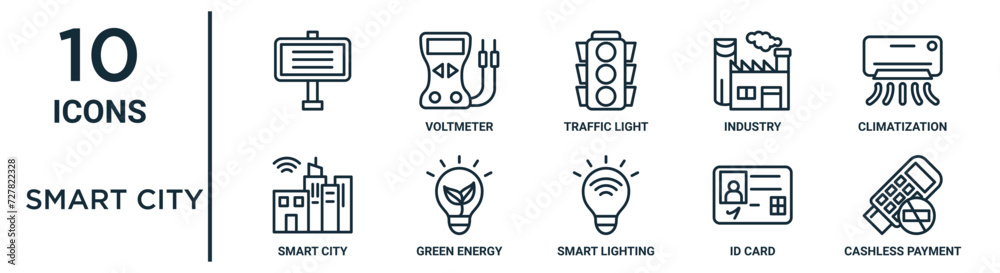 smart city outline icon set such as thin line , traffic light ...