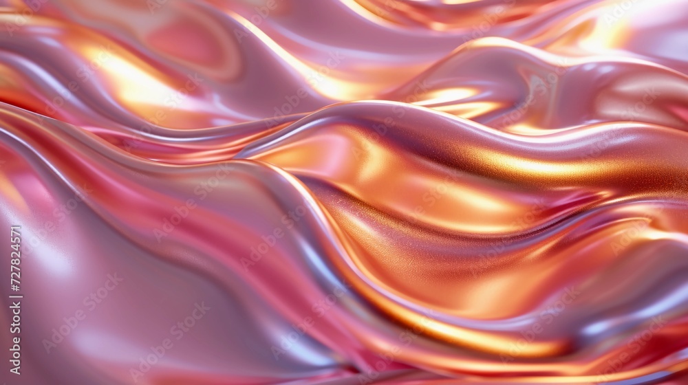 Liquid pink and gold mix with smooth, flowing waves, creating a ...