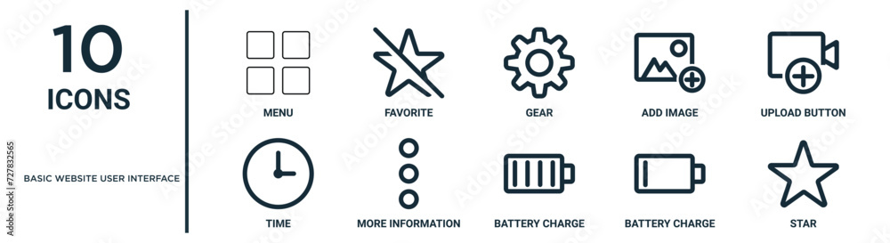 basic website user interface outline icon set such as thin line menu ...