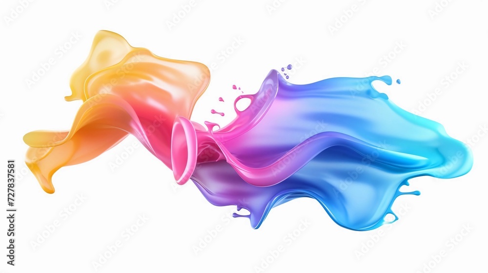 Gradient color floating liquid blob. 3d rendering image. with isolated ...