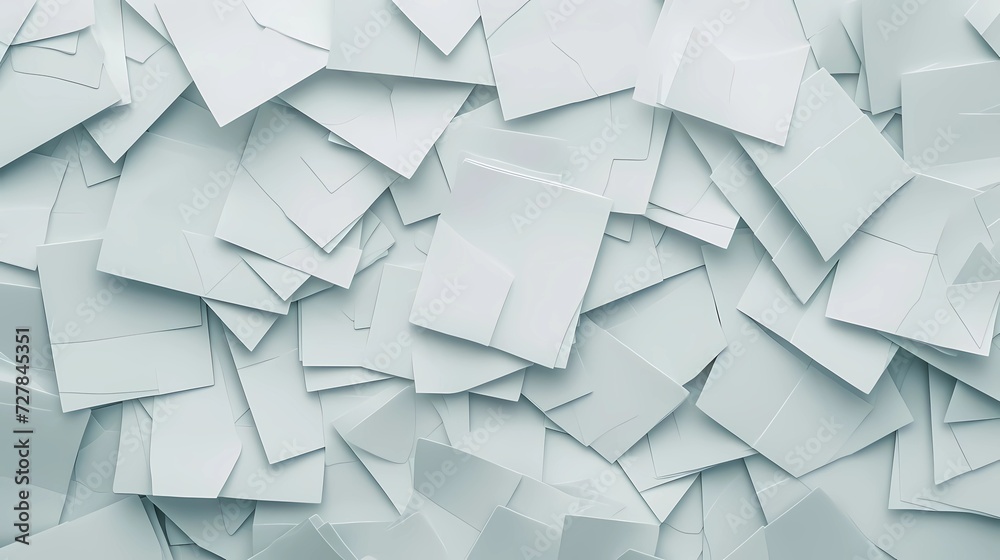 3d render, abstract white geometric background. square blank card with ...