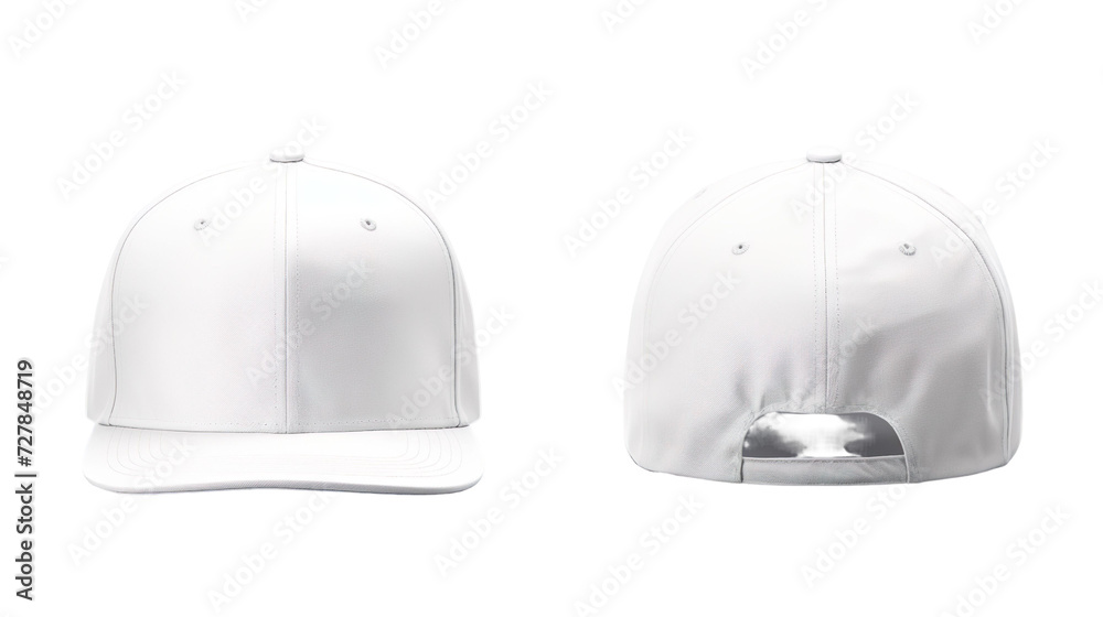 White classic snapback front and back in pure white without logo on ...