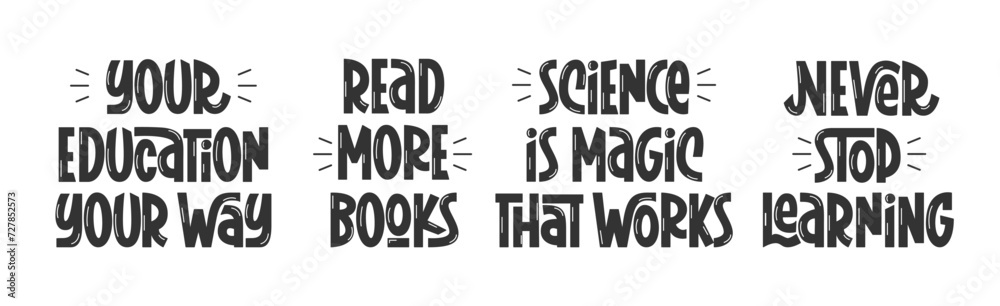 Educational Quotes Set. Motivation for Learning and Studying Phrases ...