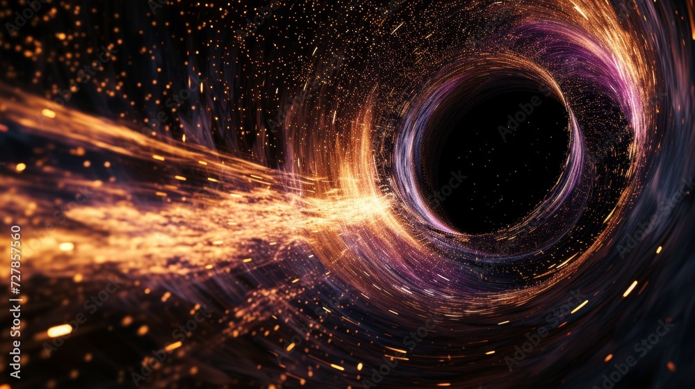 a bright light is coming out from a circle of lights, data tunnel Stock ...