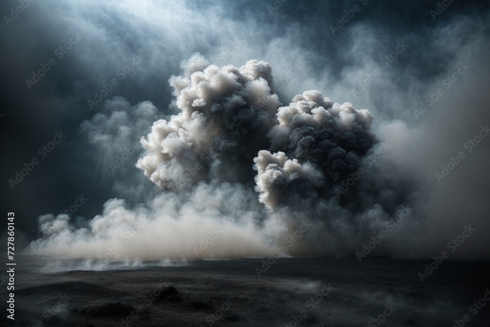 Smoke black ground fog cloud floor mist background steam dust dark ...