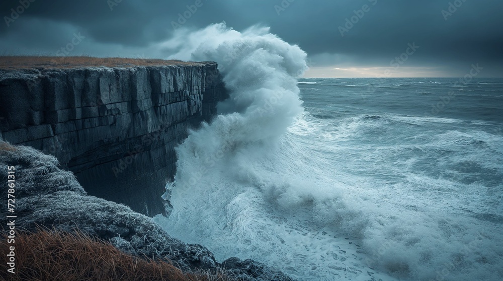 Tempestuous Seascapes: The Raw Power of Ocean Waves Against Rocky ...