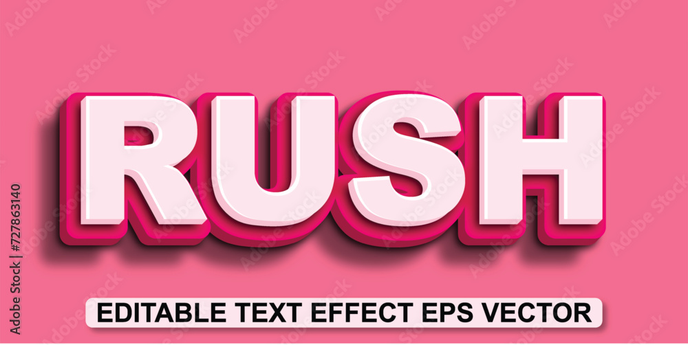 Rush pink color editable 3d text effect eps vector Stock Vector | Adobe ...
