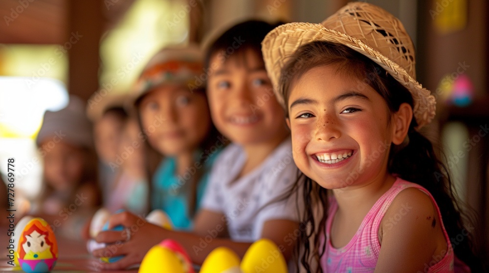 Kids with beaming smiles as they showcase their Easter egg creations in ...
