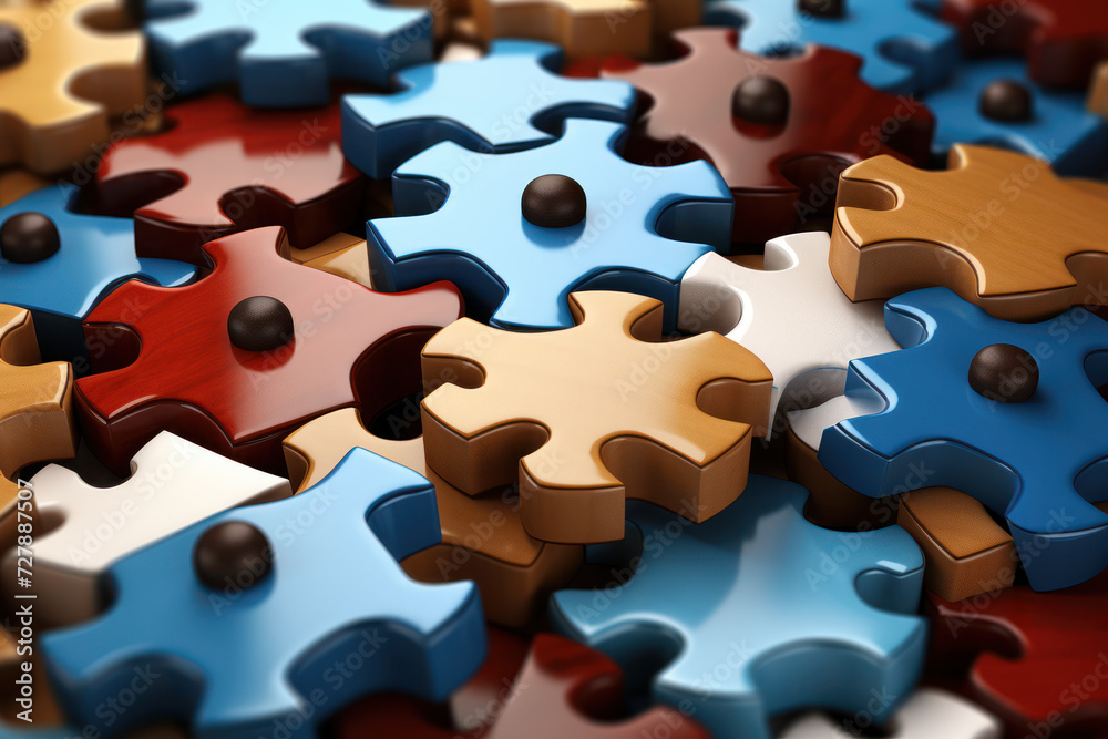 A series of stylized puzzle pieces seamlessly fitting together ...