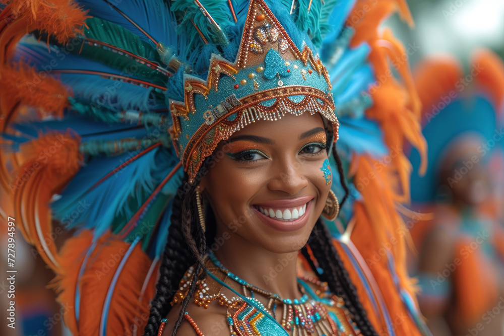 The pulsating rhythm of a samba parade, where vibrant costumes and ...
