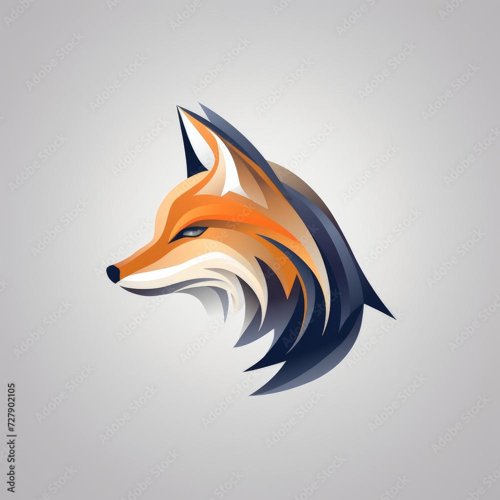 Flat vector logo of an animal "Fox" a whimsical flat fox logo for a ...