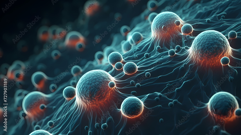 Various shapes of bacteria, probiotics under microscope, science ...