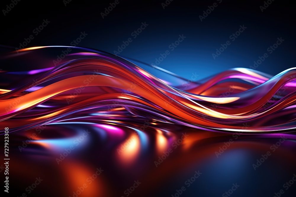 Holographic Neon Fluid Waves. Abstract fluid iridescent holographic ...