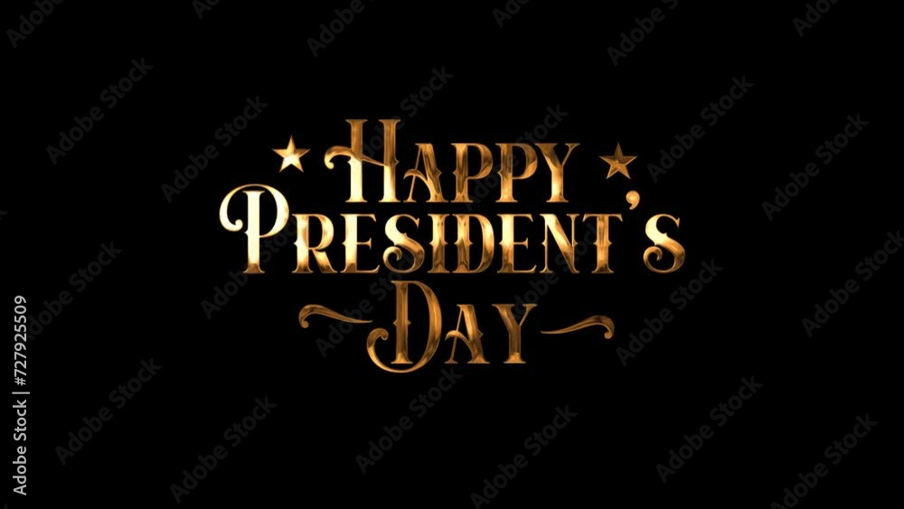 Animated Happy President's Day Text in Gold Color. Handwriting text ...