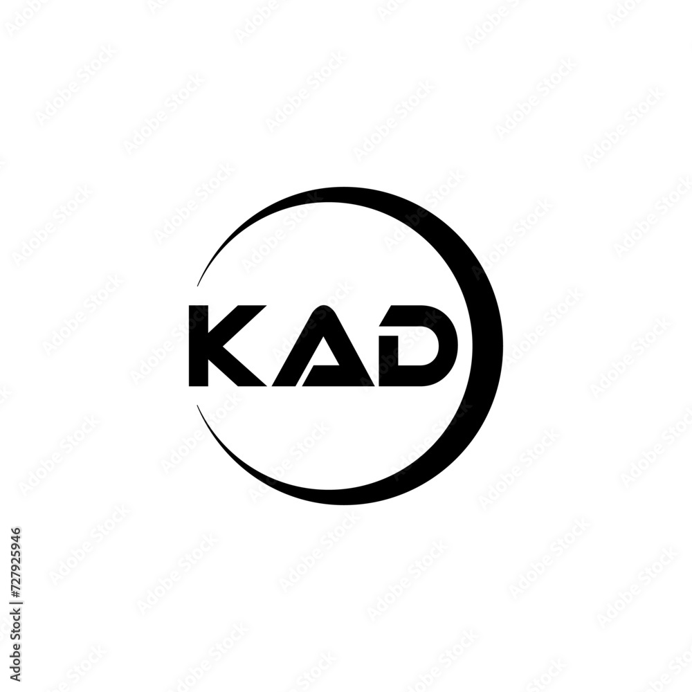 KAD letter logo design with white background in illustrator, cube logo ...